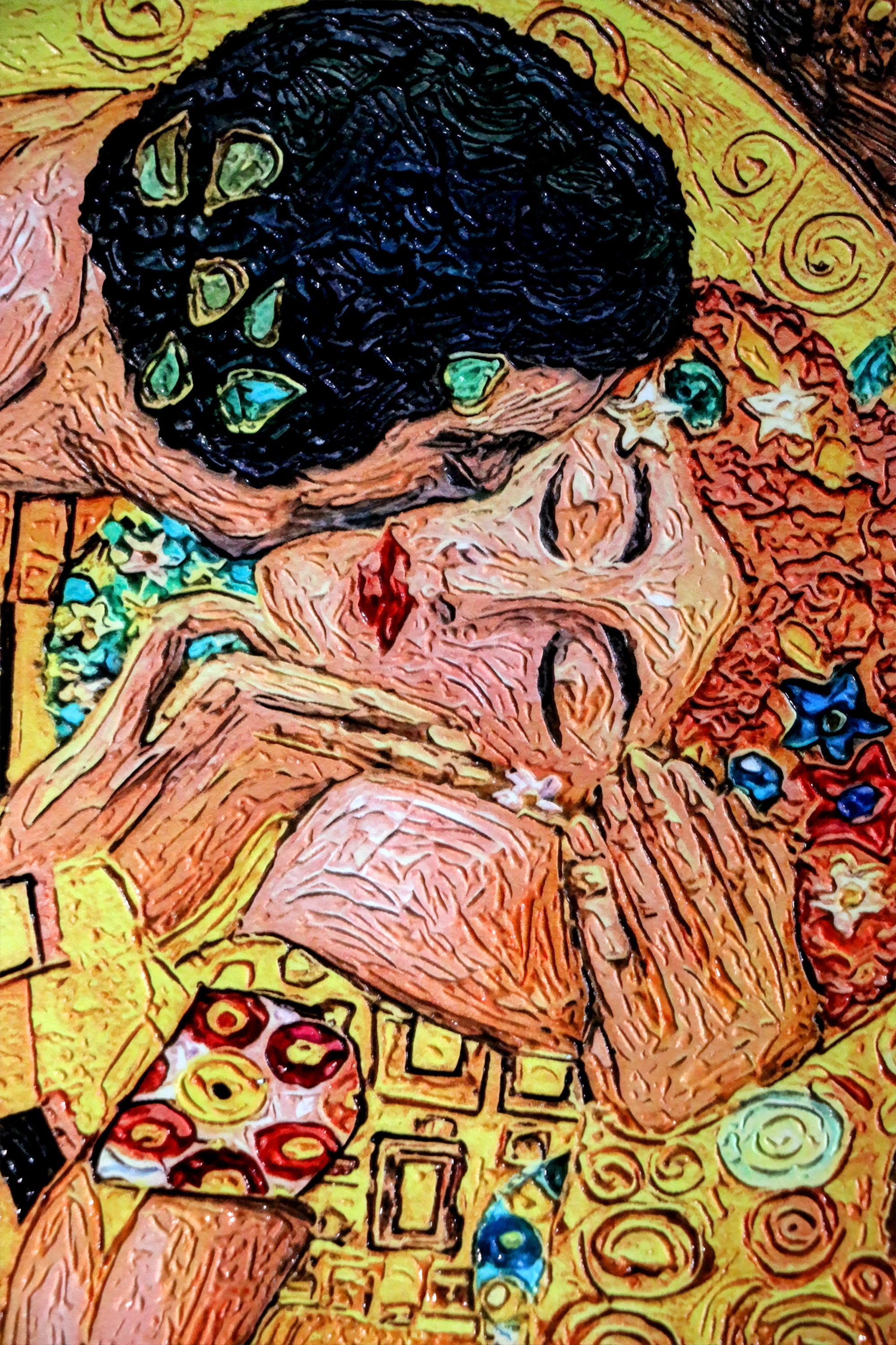 Golden Embrace Reverie — A Textured Tribute to Klimt’s Masterpiece ...